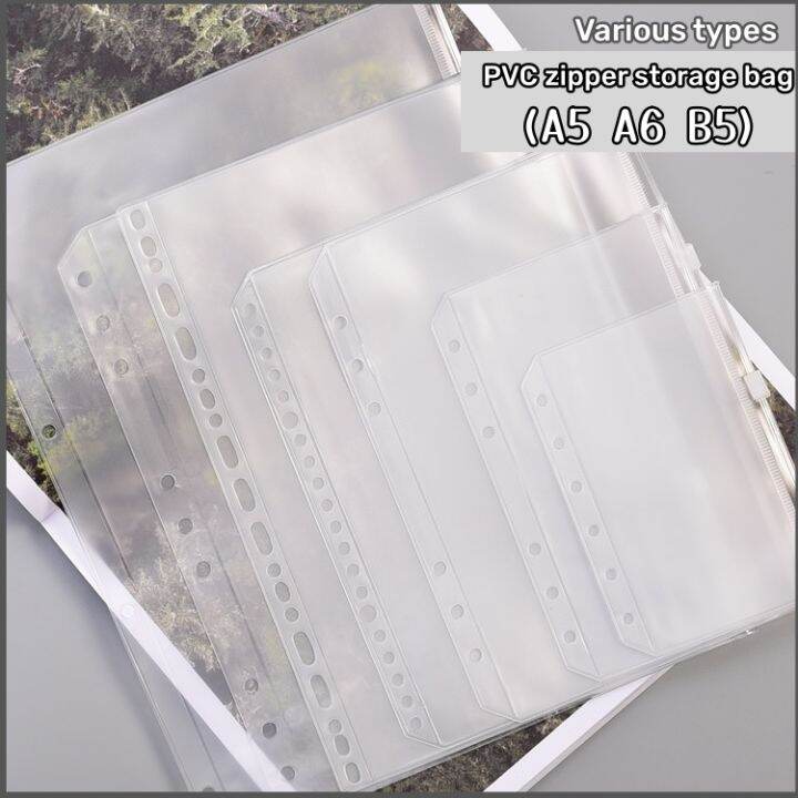 PVC Transparent A5 A6 B5 Ring Binder Pockets Zip Envelope Pouch Document Filing Bags Organizer ...