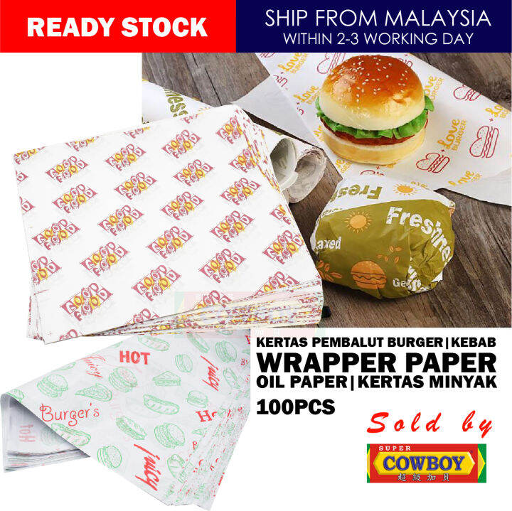Kertas Pembungkus Burger Pembalut 100pcs Kebab Wrapper Paper Burrito ...