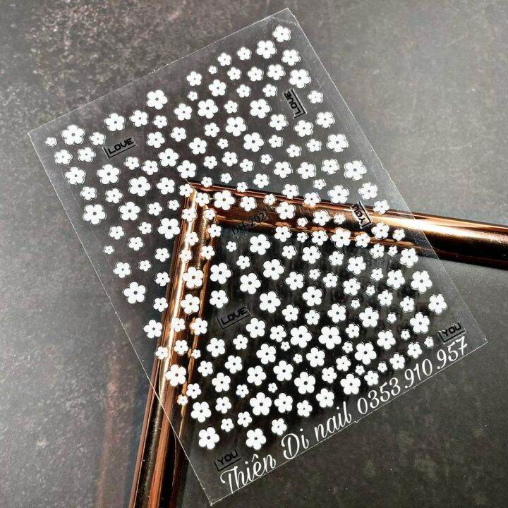 Stick hoa 3D trắng, Sticker hoa dán móng đẹp, miếng dán hình hoa NAIL ...