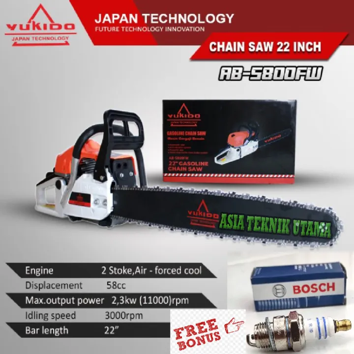 edon/YUKIDO Mesin ChainSaw 22 YUKIDO 2 Tak - Gergaji Potong Pohon Kayu ...