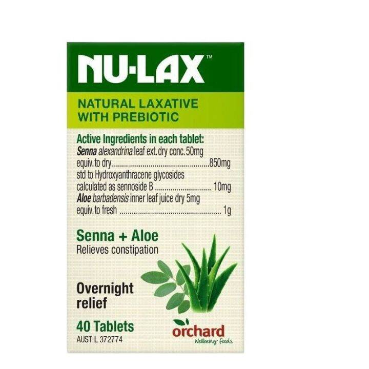 Nulax Natural Laxative Tablets With Prebiotic Senna + Aloe 40 Tablets ...