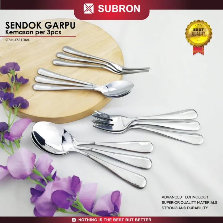 SUBRON 3Pcs Sendok Garpu Makan Buah Dessert Teh/Kopi Stainless Tebal ...