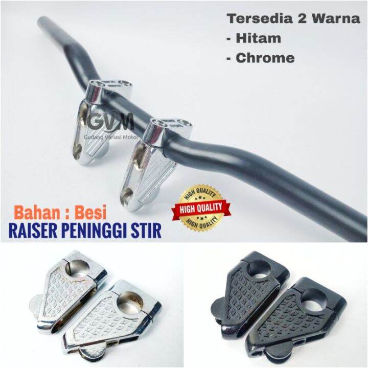 Raiser Peninggi Stang Stir Pemundur Besi Hitam Chrome Universal ...