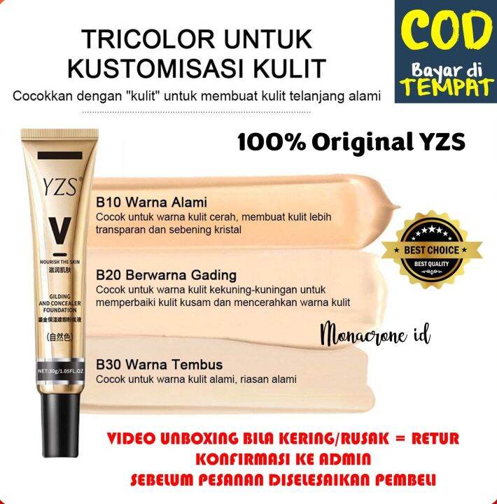 YZS Light Concealer Liquid Foundation 100% Original Jaminan Retur Bila Palsu Tahan Air | Lazada ...
