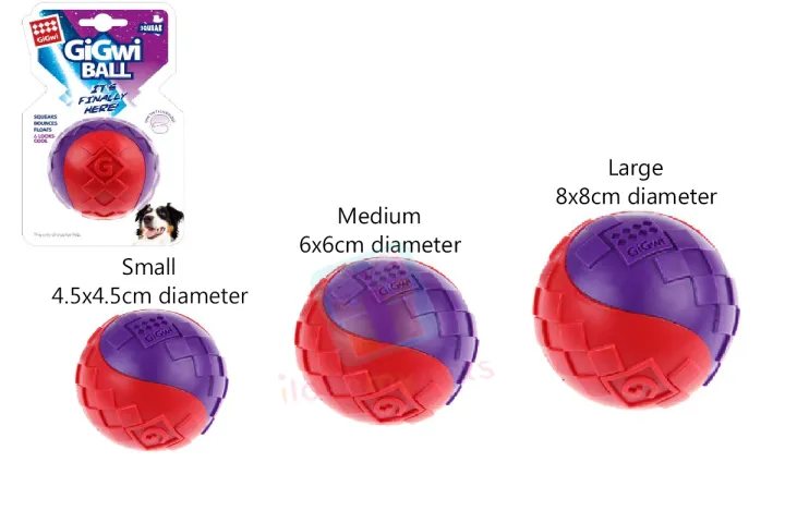 GiGwi - Ball with Squeaker Solid Purple/Red - 3 size available | Lazada PH