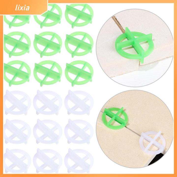 LIXIA 100Pcs Green or White 1.5mm 2mm 3mm Plastic For Floor Wall Tile Gap Leveler Base Spacer ...