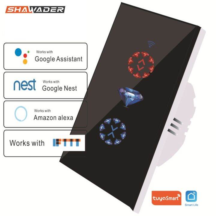 WiFi Tuya Smart Curtain Wall Switch Glass Panel for Garage Electric ...