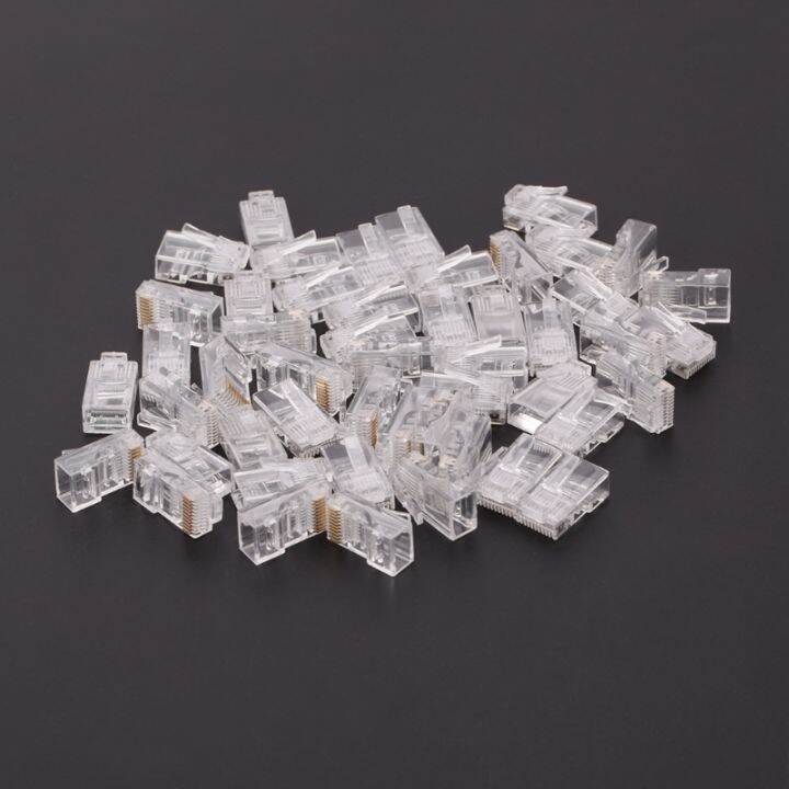 50 Pcs/Pack Stranded 10P10C Network Cable Connector RJ48 Crystal Plug ...