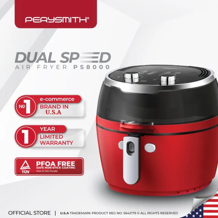 PerySmith 8.5L Dual Speed Air Fryer 2XL Size Ecohealth II Series PS8000 ...