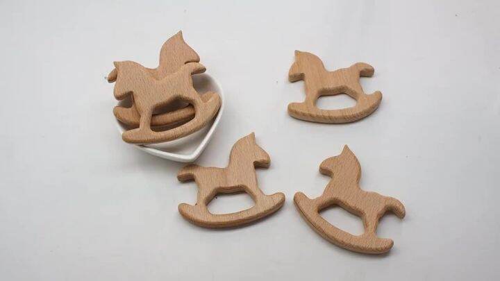 Chenkai 10ชิ้นไม้ม้ายางกัดธรรมชาติสั่นทารกการงอกของฟันโลภของเล่น DIY อินทรีย์เป็นมิตรกับ ...