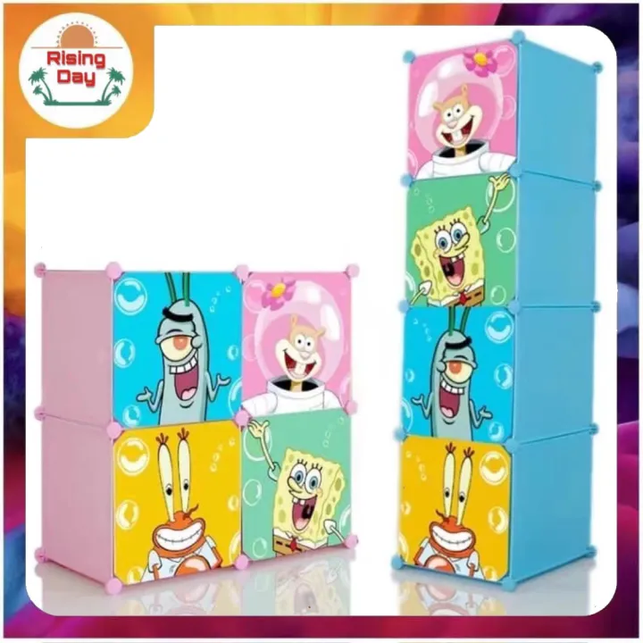 Cute SpongeBob 4 Cubes DIY Storage Cabinet Wardrobe Space Saver ...