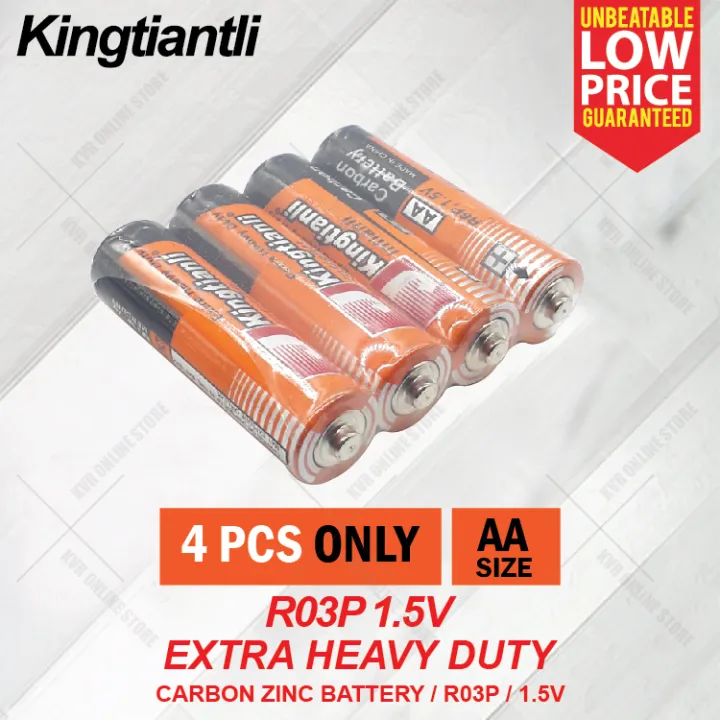 KINGTIANLI AA R6P Battery Extra Heavy Duty Carbon Zinc 1.5V 4 PCS ONLY | Lazada
