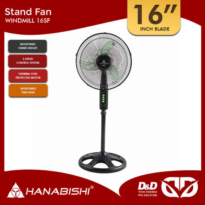 D&D | Hanabishi Fan WINDMILL 16SF 16" Plastic Blade Stand Fan with ...