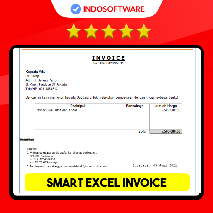 SOFTWARE SMART EXCEL INVOICE STRUK KUITANSI KWITANSI NOTA FAKTUR FULL ...