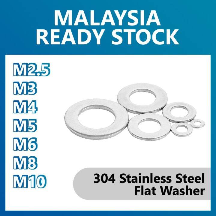 Flat Washer M2 M2.5 M3 M4 M5 M6 M8 M10 M12 304 Stainless Steel Washers Plain Washer Gaskets | Lazada