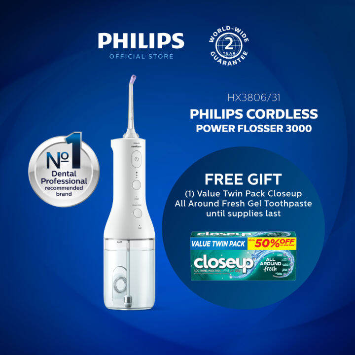 Philips Cordless Power Flosser 3000 HX3806/31 + FREE Closeup Toothpaste ...