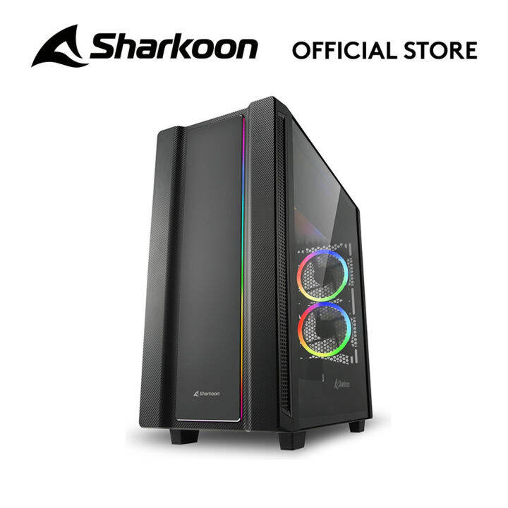 Sharkoon REV220 ATX Addressable RGB Tempered Glass Gaming Desktop Case ...