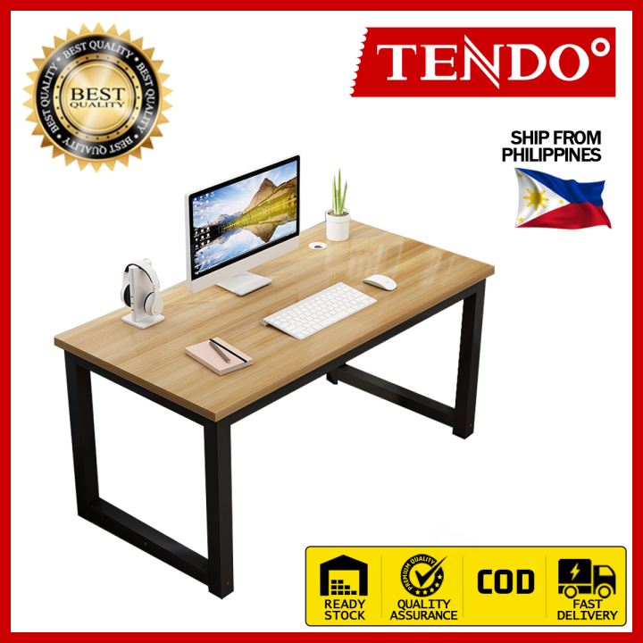 TENDO Simple Wooden Computer Desk Office Table with Steel Leg Computer ...