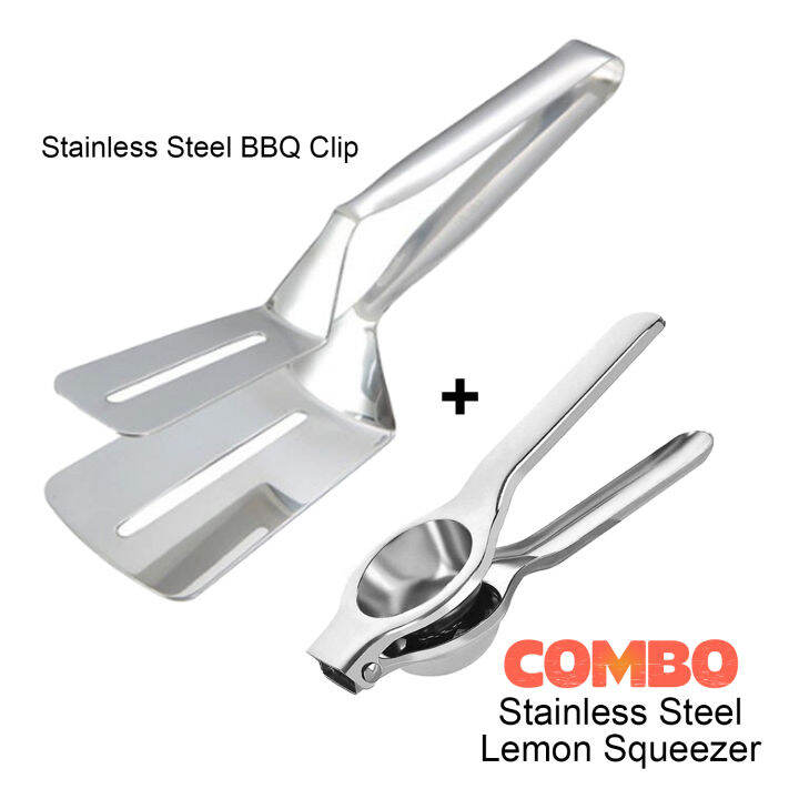Stainless Steel BBQ Clip Double Sided Spatula Tong Food Flipping ...