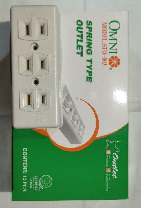 Omni original Spring Type outlet 3 gang 10A 250V model: STO-003 | Lazada PH