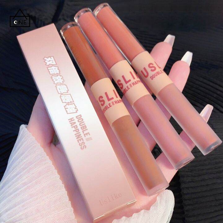 Double Head Lip Glaze Lip Mud Matte Mist Face Lip Honey Water Gloss Lip A | Lazada PH