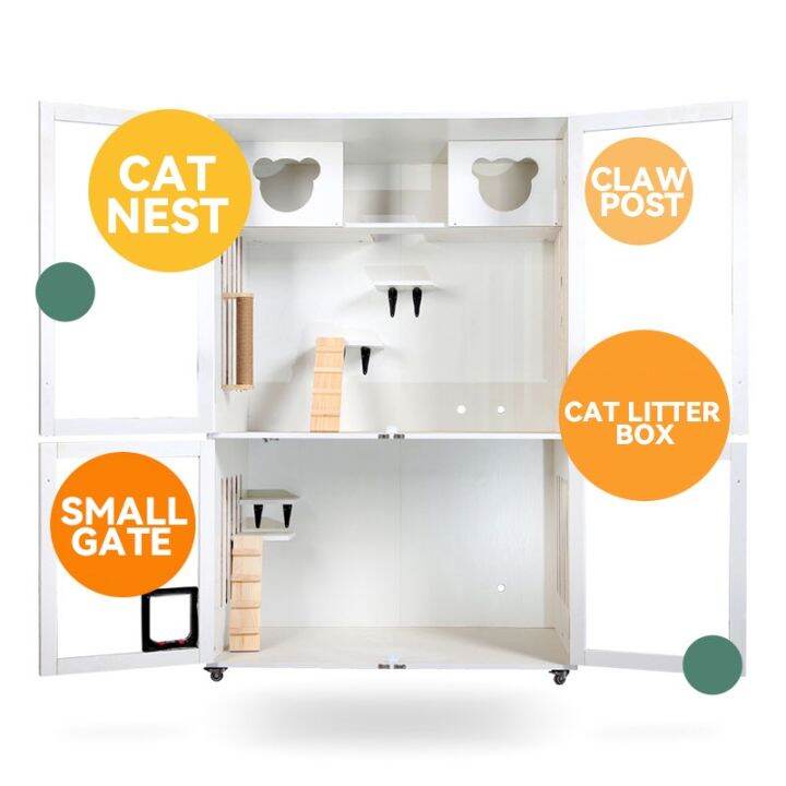 Run Solid Wood Cat Cage House Oversized Luxury Cat Villa Breeding Room