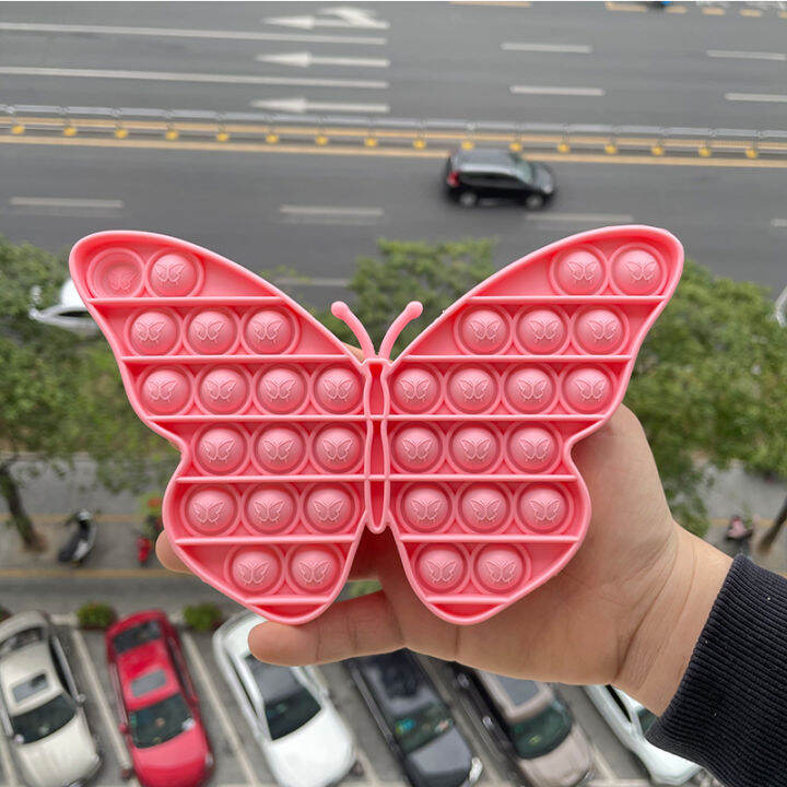 Pop it fidget toy butterfly shape hot pink cheap Push Pop Pop Bubble ...