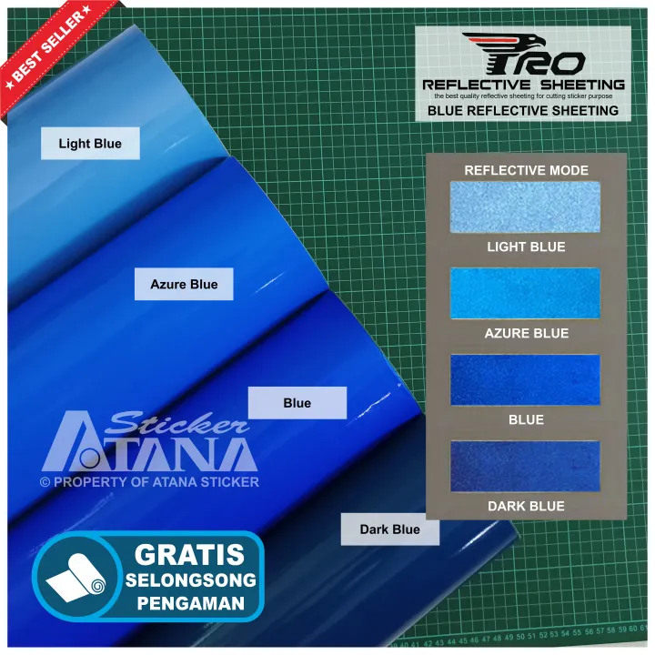 Bahan Stiker Cutting Biru Skotlet Reflektif Fosfor Blue Pro Reflective ...