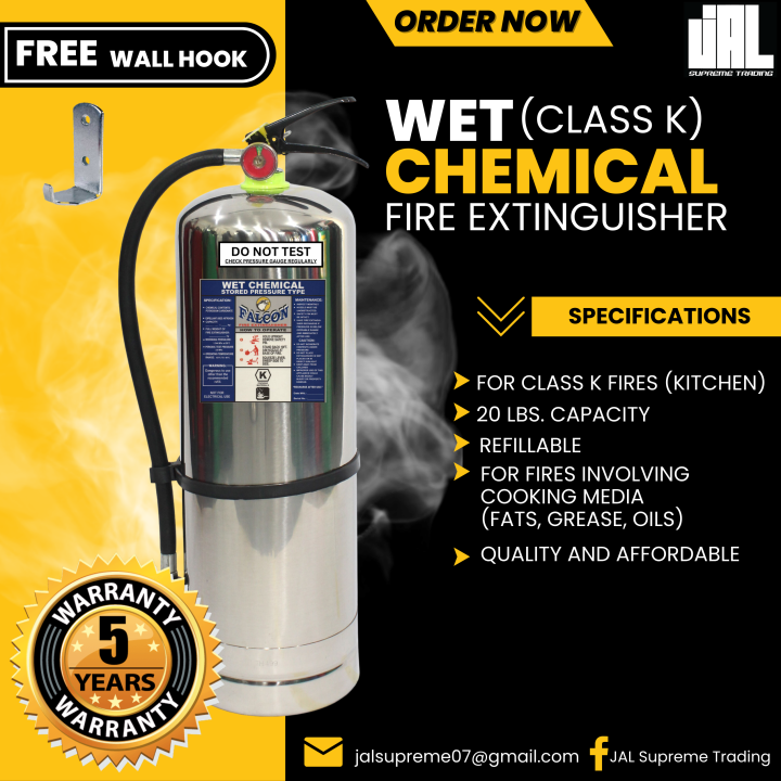 Portable Fire Extinguisher 20 Lbs. (Stainless Steel) – Class K Chemical ...