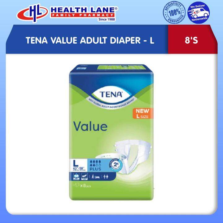 TENA VALUE ADULT DIAPER 8'S - L | Lazada