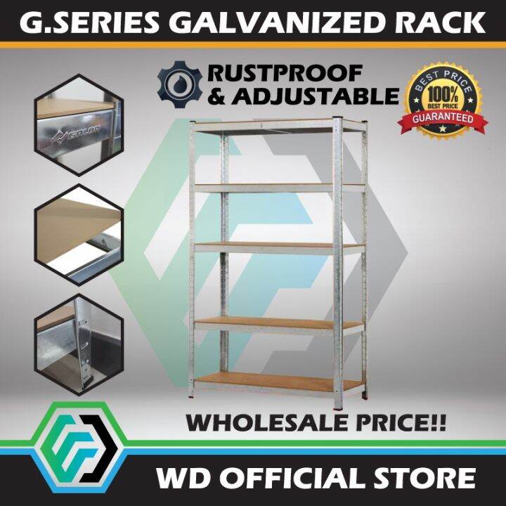 Boltless Galvanized Metal Rack Storage izer Shelf 5 Layers Heavy Duty ...