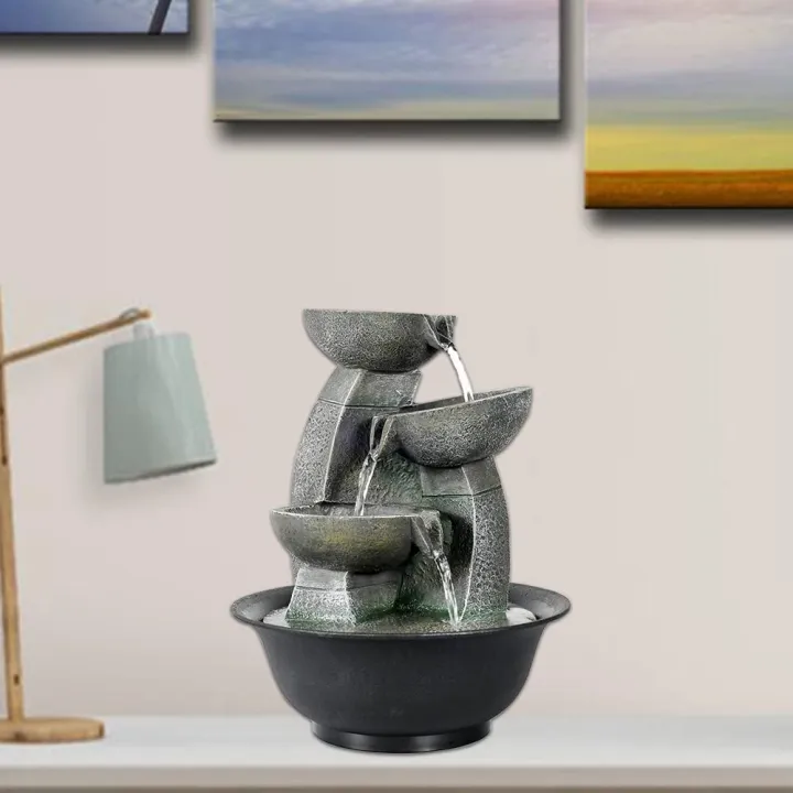 Indoor Desktop Waterfall Fountain-Tebletop Water Fountain with LED ...