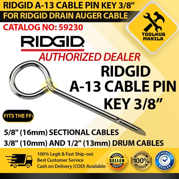 Ridgid A-13 Cable Pin Key 3/8" Catalogue No. 59230 for Ridgid Drain ...