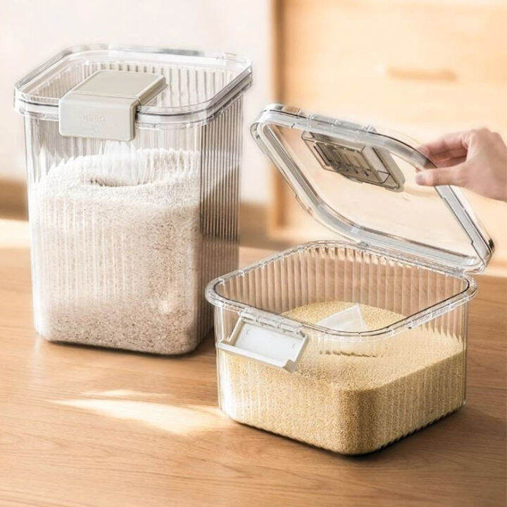 6Kg/12Kg Airtight Rice Storage Box Transparent Container Moisture-proof ...
