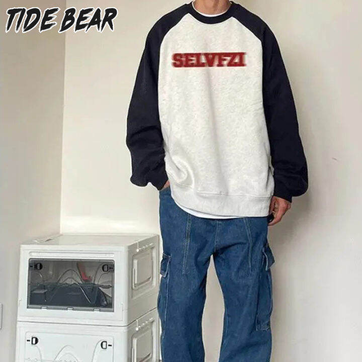 TIDE BEAR สเวตเชิ้ตแบบสวมหัวสำหรับผู้ชาย,สเวตเชิ้ตแบบหลวมแฟชั่นวัยเยาว์ ...