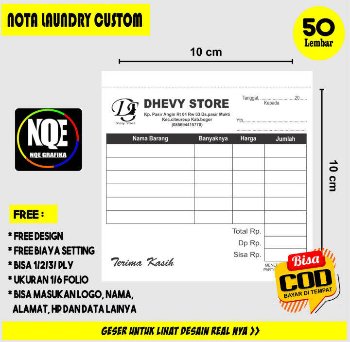 Buku bon nota mini 1 ply atau 2 ply atau 3 ply | Lazada Indonesia