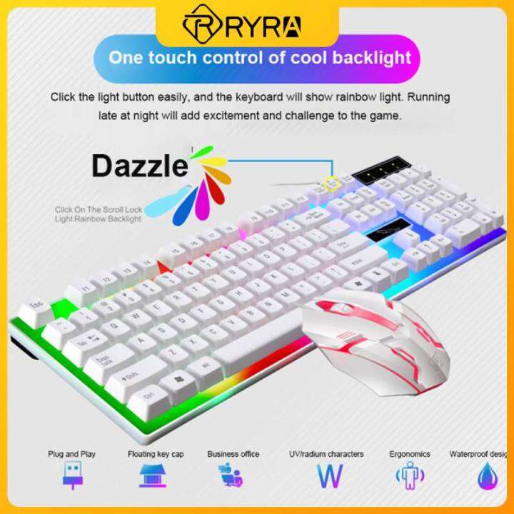RYRA Wired Mouse Keyboard Set Rainbow Backlit USB Keyboard Gaming ...