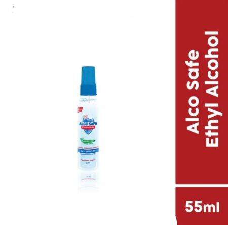 70% solution Alcosafe Ethyl Alcohol 55ml Spray Bottle | Lazada PH