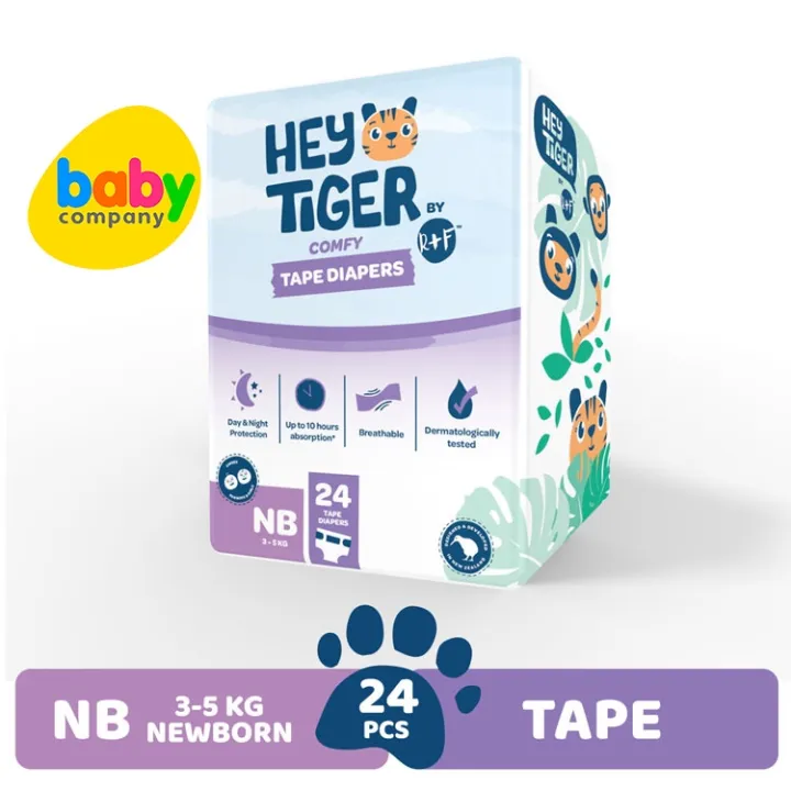 Hey Tiger Comfy Tape Diapers Newborn, Convenience Pack, 24 pads | Lazada PH