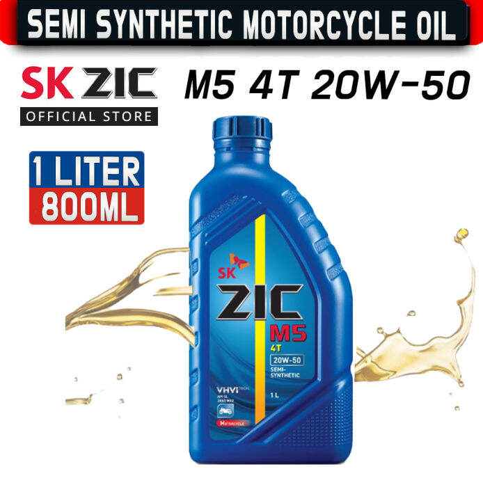 ZIC Original M5 4T 20W-50 Semi Synthetic Motorcycle Engine Oil 0.8 ...