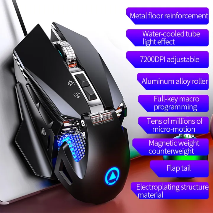 lacooppia Mechanical Gaming Mouse Wired Adjustable DPI up to 720Dynamic ...