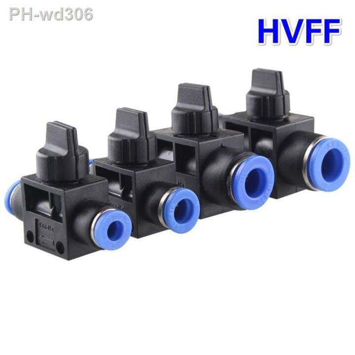 HVFF Pneumatic Hand Valve Quick Push In Connector Air Tube Hose OD 4mm 6mm 8mm 10mm 12mm Air ...
