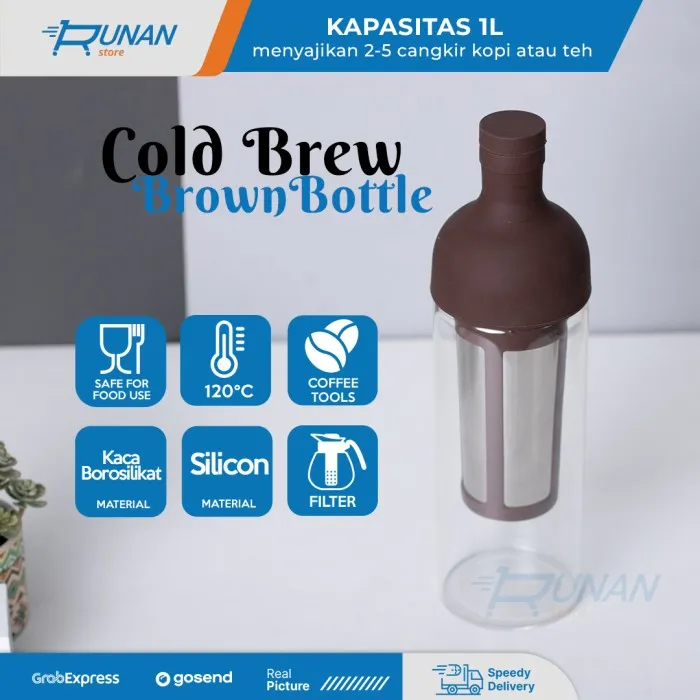 Botol Cold Brew Kopi 1 Liter Bottle Tea Infuser Botol Minum Kopi Kaca ...