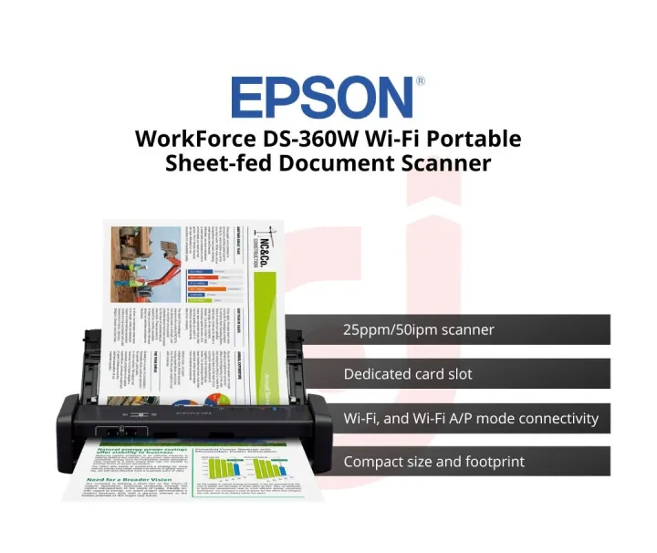 SCANNER EPSON Workforce DS360W ADF WIFI | Lazada Indonesia