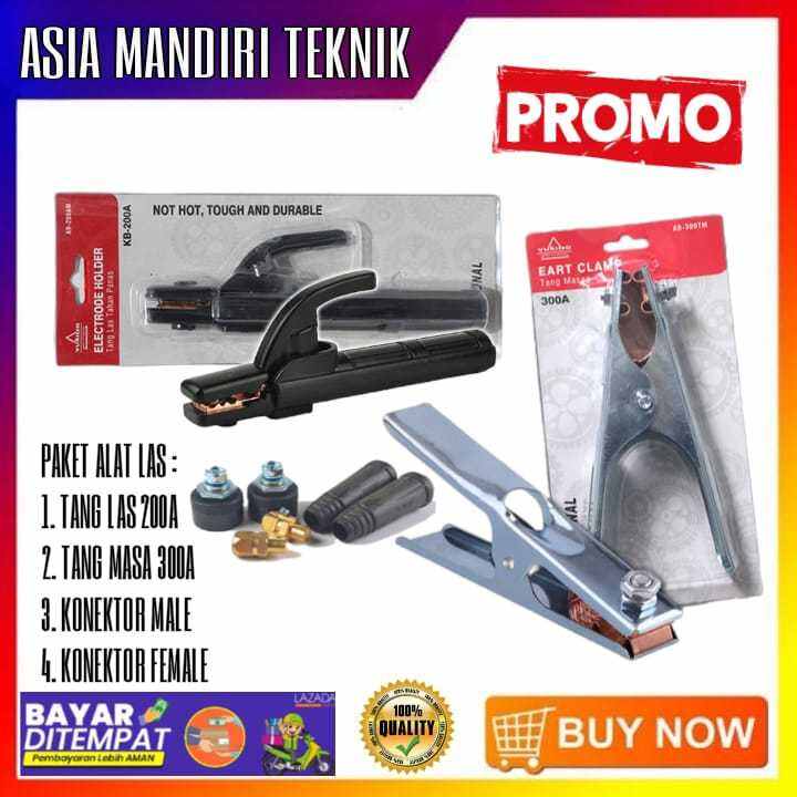 PAKET TANG LAS 200A & TANG MASSA 300A FREE 2 SET KONEKTOR LAS ...