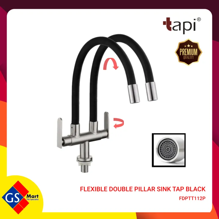 tAPI HEAVY DUTY STAINLESS STEEL DOUBLE FLEXIBLE PILLAR KITCHEN SINK TAP ...