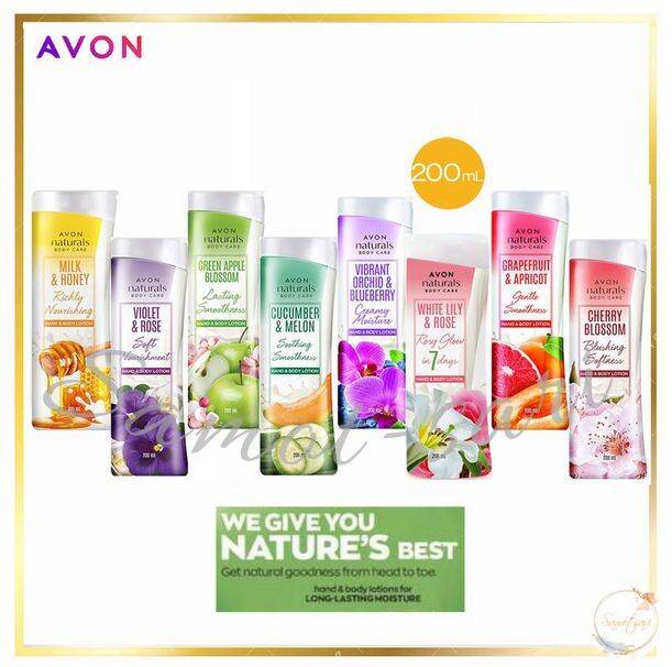 Avon Naturals Hand & Body Lotion 200 mL - Milk & Honey / Violet & Rose ...