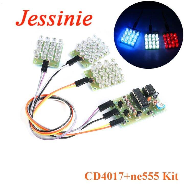 CD4017 NE555 Flash Light Explosion-flashing LED Suite Self DIY Learning Electronic Kit Strobe ...