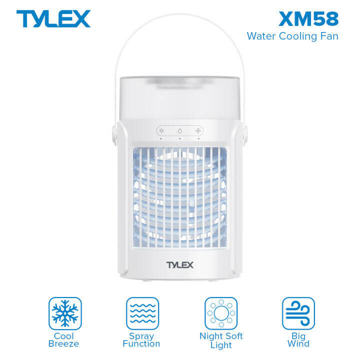 TYLEX XM58 Water Cooling Fan Cool Breeze Big Wind Spray Function Night ...
