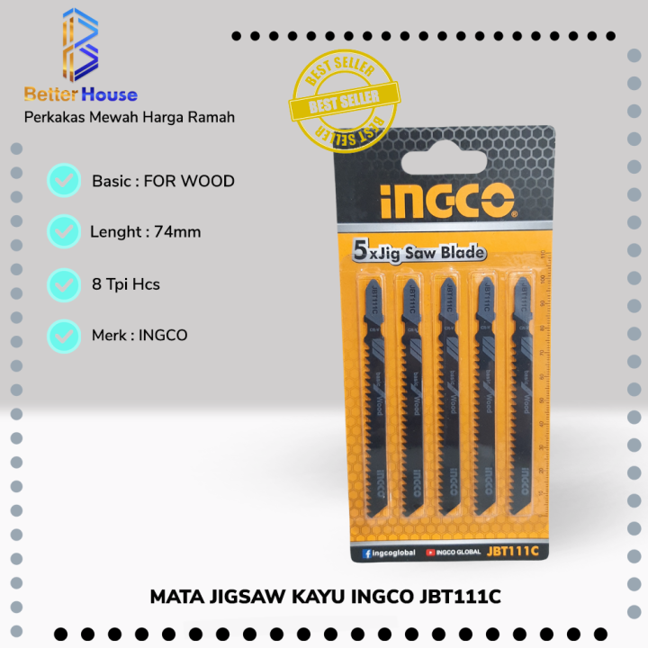 INGCO Mata Jigsaw Triplek Kayu T111C 74mm Jig Saw Blade INGCO JBT111C ...